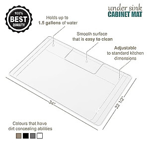 The Original Under Sink Mat - Silicone Waterproof mat, Adjustable, Easy to Clean, Kitchen cabinet liner, Disifenction Surface - 34" x 22" or smaller