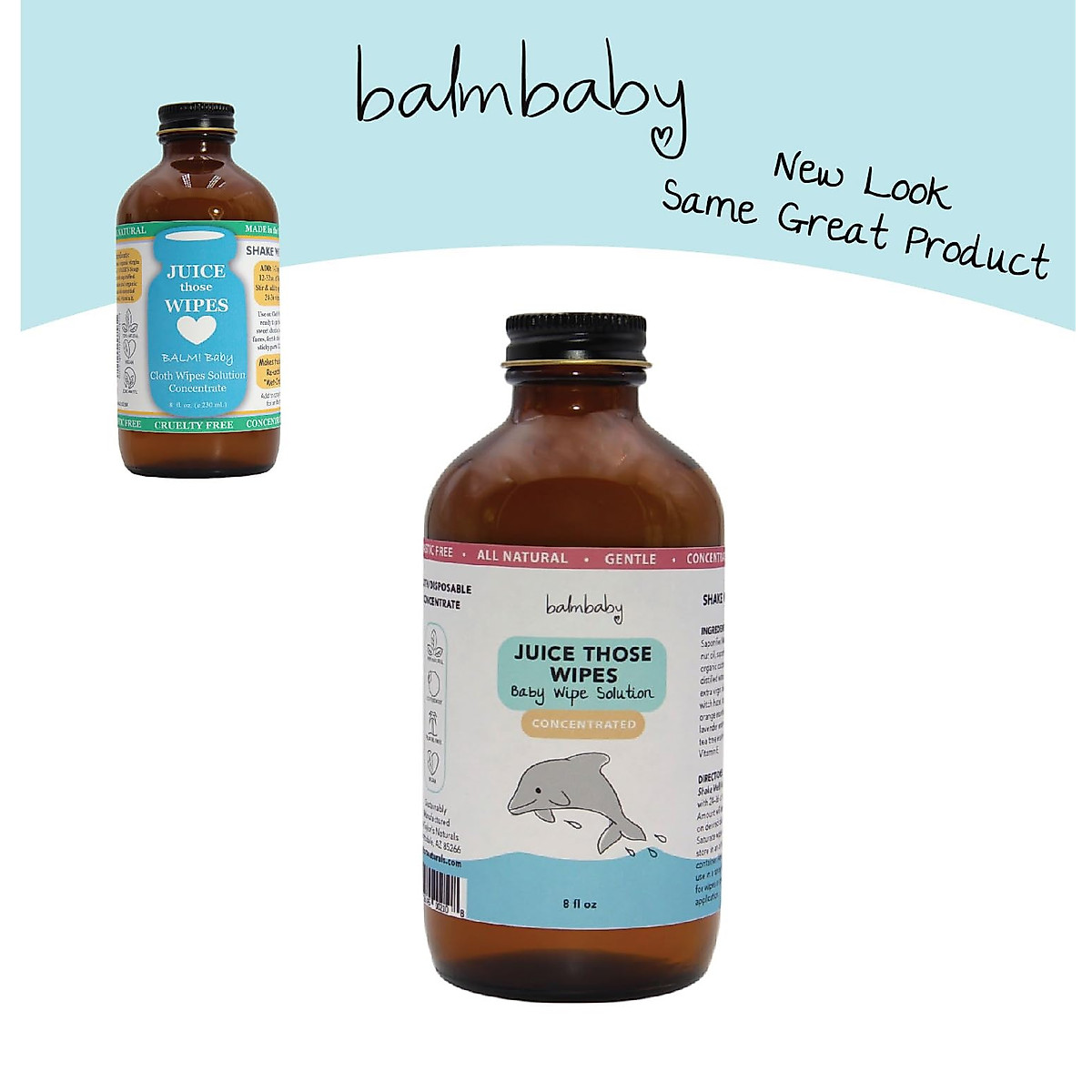Balm Baby Juice Those Wipes All Natural Cloth Wipe Concentrated Solution – Make Your Own Cloth or Disposable – for Baby, Kids, Adults – Use at Home, Road Trips, Airplane, Camping - Glass Bottle