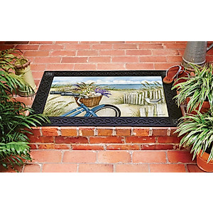Studio M MatMates Beach Bike Decorative Floor Mat Indoor or Outdoor Doormat with Eco-Friendly Recycled Rubber Backing, 18 x 30 Inches