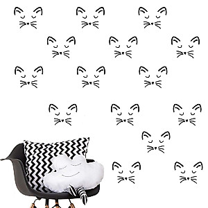 JUEKUI Set of 36 Cat Pattern Wall Decal Cat Lover Gift Nursery Decor Girls Room Decor Animal Art Vinyl Wall Sticker WS44 (Black)