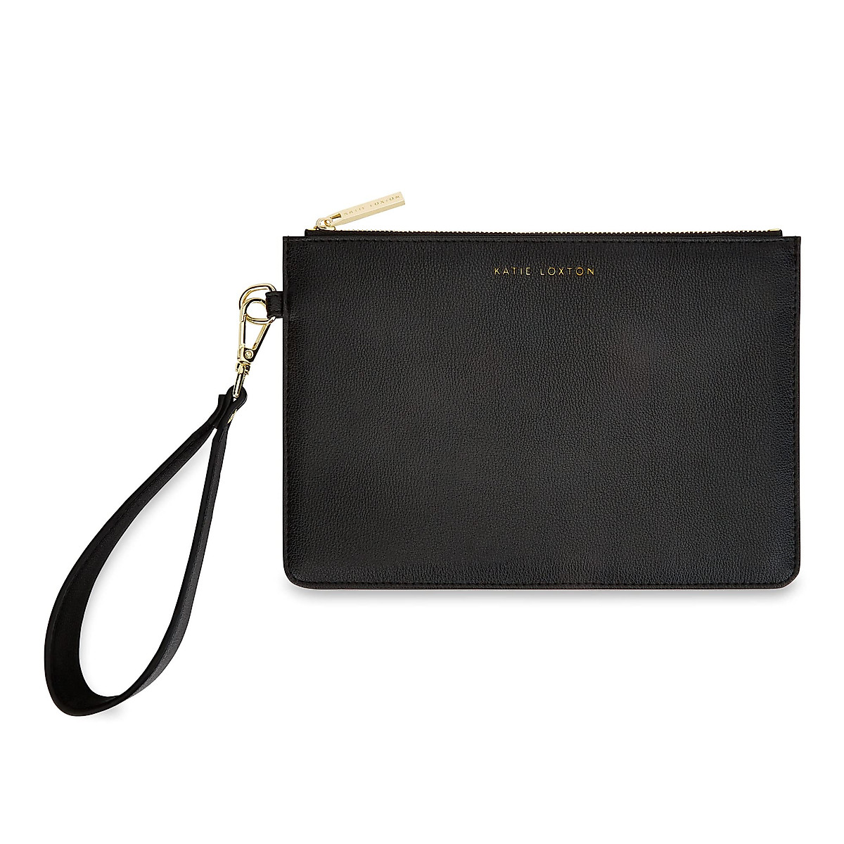 KATIE LOXTON Zana Womens Medium Vegan Leather Clutch Purse Wristlet Pouch Black