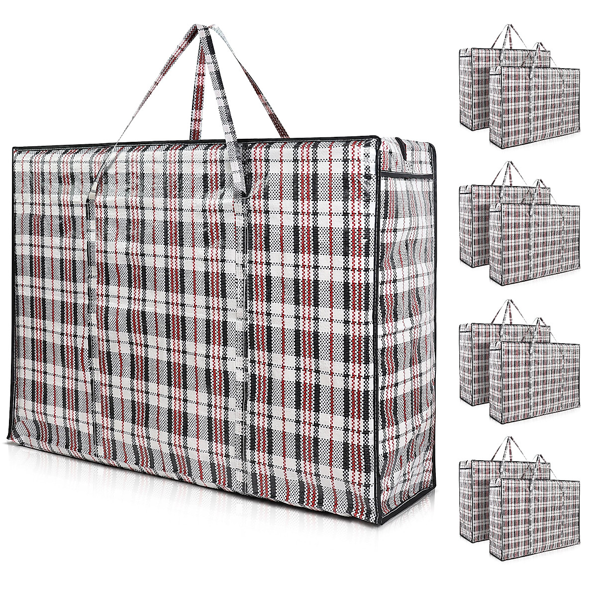 Laundry Bags with Handles 8Pcs Extra Large Zipper, Heavy Duty XXL Storage Bags, Travel Laundry Tote Bag, Clothes Storage Bag with Straps