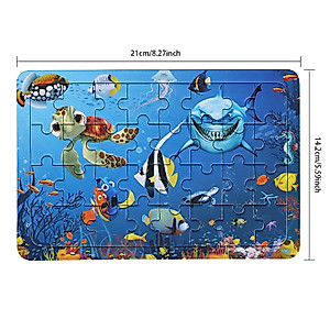 WEIFF Jigsaw Puzzles for Kids Ages 3-8, 4 Puzzlesx32 Piece Preschool Educational Learning Toys Set for Toddler Valentines Children's Day Birthday Gift Easter- Ocean Forest Animal Dinosaur Alien Planet