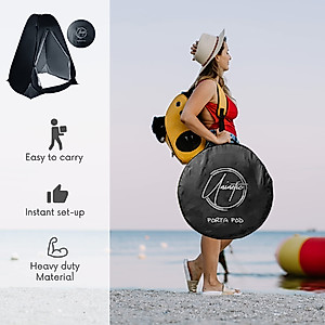 Pop Up Large Privacy Tent - 5 x 5 x 7Ft - Oversized Strong Camping Toilet Tent- Portable Camp Shower Pod w/Hooks- Porta Pod- Outdoor Bathroom, Potty, Changing Private Room (Black)