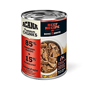 ACANA Premium Chunks Wet Dog Food, Beef Recipe in Bone Broth, 12.8oz (Case of 12)