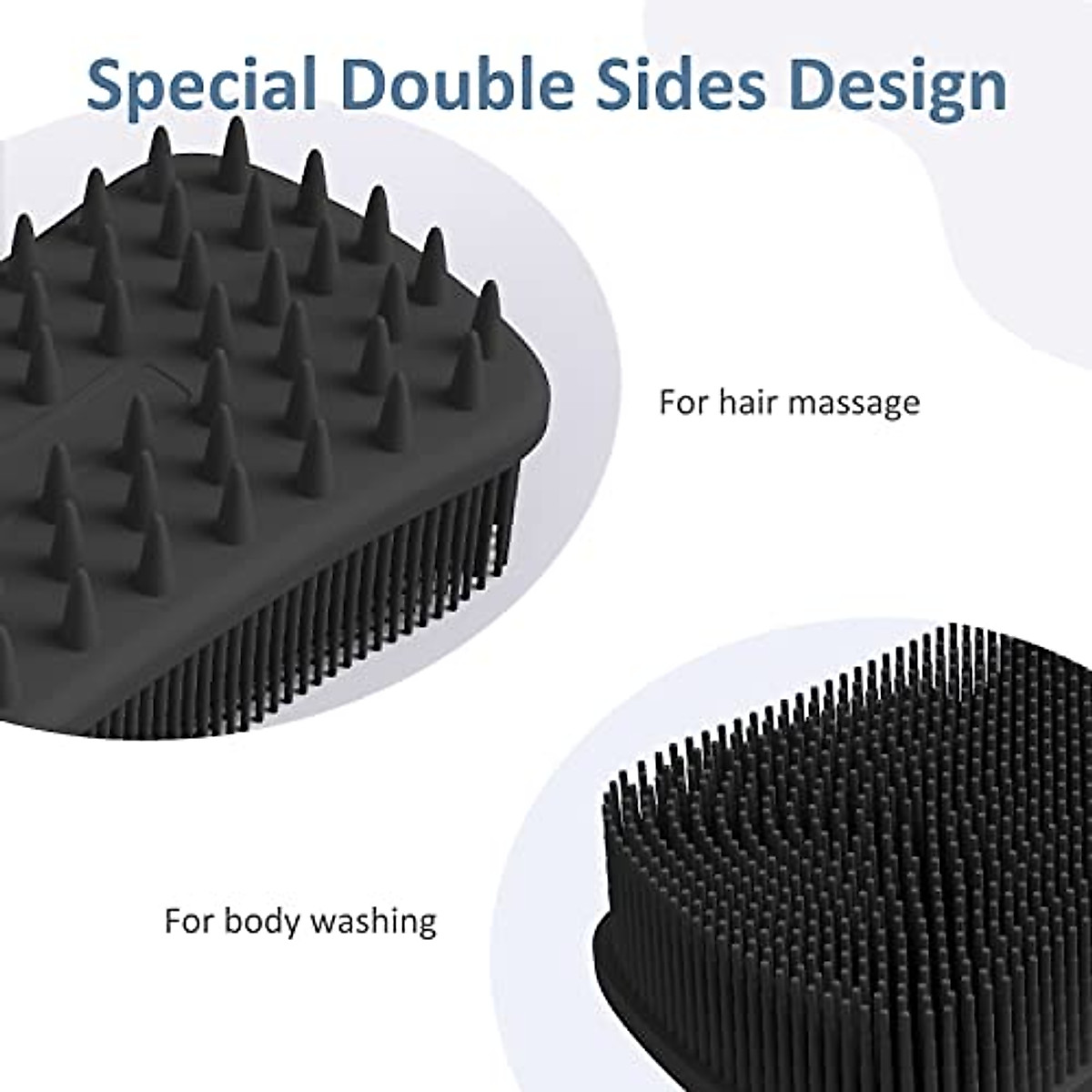 Silicone Body Scrubber, Elfrhino Shower Brush for Gentle Scrub Skin Exfoliation, Lathers well, More Hygienic, Gentle Massage with Silicone Loofah for Use in Shower to Improve Cellulite Black