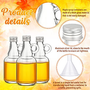 Meanplan Glass Syrup Bottles Bulk Maple Syrup Bottles with Aluminum Lids Syrup Container Maple Syrup Jar and Funnels for Potion Juice Milk Storage Gift Sauce Oil, 3.5 oz (28 Pcs)