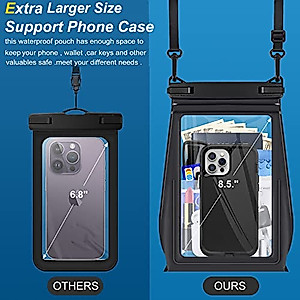 Large Waterproof Phone Pouch Floating, Waterproof Phone Case for iPhone 15 14 Pro Max 13 Plus 12 11 X XS XR Samsung S23 S22 up to 8.5'', Water Proof Phone Dry Bag for Swimming Kayaking Black