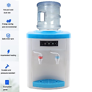 ECUTEE Countertop Water Cooler Dispenser 5 Gallon Hot and Cold Water Dispenser Top Loading 3 Temperature Settings Countertop Drinking Machine for Home Office Use 110V