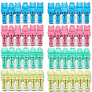 Foshine Clothespins 48pack Clothes Clips Cute Sturdy Cartoon cat Monkey Clothes pins Plastic Pegs Clothespin Laundry Windproof Clothespin Photo Paper Pegs Craft Clips Painting Display Pegs Kitchen