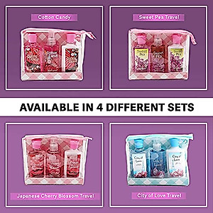 Vital Luxury Bath & Body Care Travel Set - Home Spa Set with Body Lotion, Shower Gel and Fragrance Mist (Japanese Cherry Blossom)