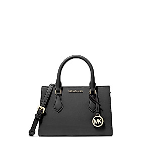 Michael Kors Sheila Small Non-Leather Vegan Satchel (Black with Gold Hardware)