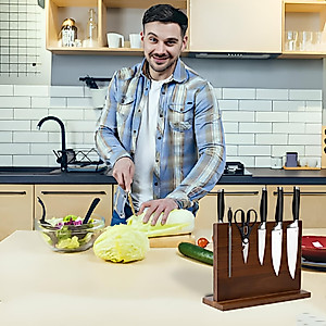 Wooden Magnetic Knife Holder 12 x 9" - Magnetic Knife Block without Knives - Kitchen Knife Holders for Counter top or Magnetic Knife Holder Stand - Double Sided Knife Magnet for Kitchen Knife Holder