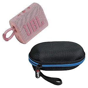 JBL GO 3 Waterproof Ultra Portable Bluetooth Speaker Bundle with gSport Deluxe Hardshell Case (Pink)