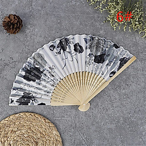 Chinese Style Silk Fan Folding Fan Art Gifts Dance Hand Fan Vintage Folding Hand Held Flower Fan (D,21 * 3.5CM)