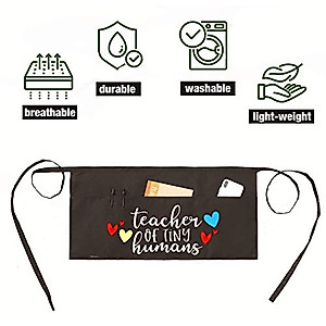 Waist Apron for Teachers with 3 Pockets Half Black Apron,Teachers Prefect Gift (teacher of ting humans)
