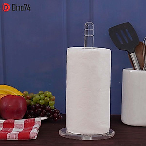 Dino74 Clear Acrylic Paper Towel Holder - Toilet Tissue Rolls Stand Organizer Countertop for Kitchen Accessories, Bathroom or Living Room