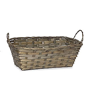 The Lucky Clover Trading Rect Bamboo Utility Basket with Ear Handles - Grey 12in