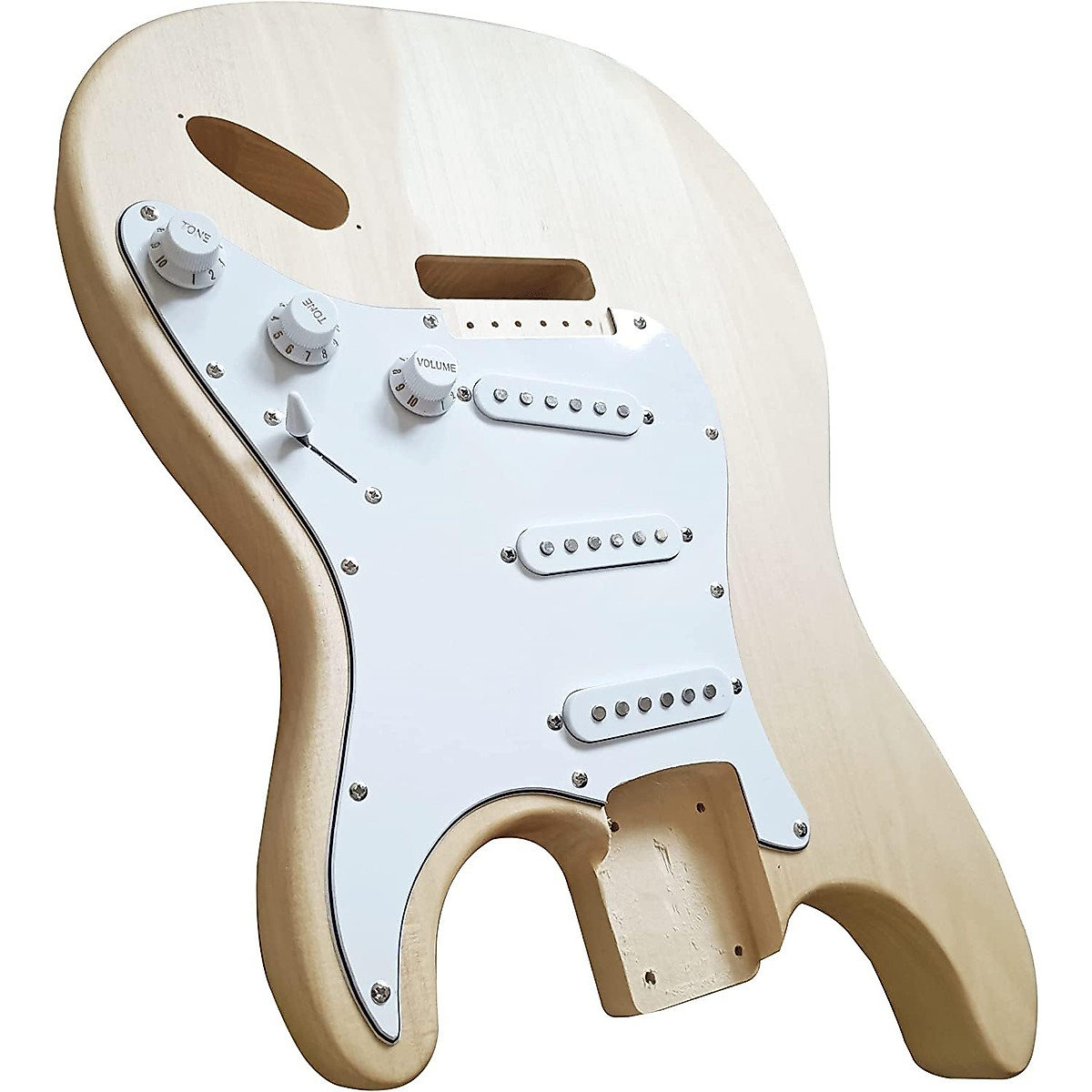 DIY Electric Guitar Kits Strat Style Beginner Kits 6 String Right Handed with Basswood Body Maple Neck Rosewood Fingerboard Chrome Hardware Build Your Own Guitar.
