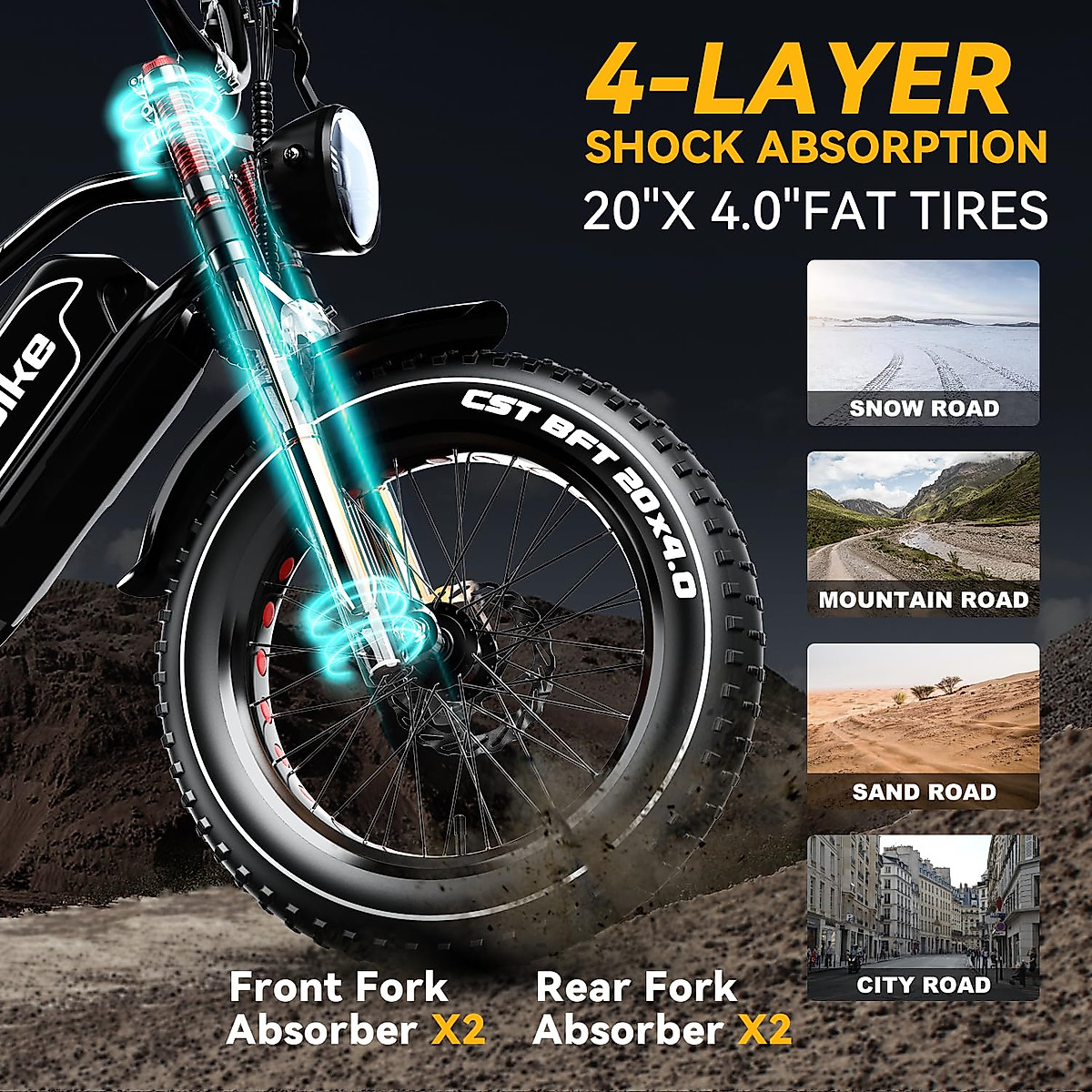 Euybike S4 Electric Motorcycle Bike,2000W Motor(Peak Out 3000W) with 48V 25Ah Battery,80+ Miles Long Range, 30Mph Fat Tires Dirt Ebike, All-Terrain, Ideal for Commuting, Off-Road, Unisex E-Bike