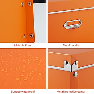 SEEKIND photo boxes storage, storage boxes with lids and Handles, 3 in 1 Set, Multiple Size(Small/Medium/Large) Plastic Box for Photos, tax papers, Cosmetic, Socks, Snacks, Etc(Orange)