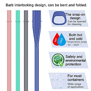 Reusable Silicone Straws-Snap Straw-Openable Design, BPA Free, Easy Cleaning No Cleaning Brush and Easy to Carry, Hot and Cold Compatible (4 Colors)