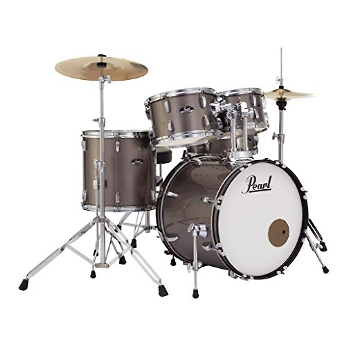 Pearl Roadshow Drum Set 5-Piece Complete Kit with Cymbals and Stands, Bronze Metallic (RS505C/C707)