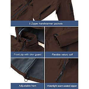 CREATMO US Adult Rain Jackets For Men Weatherproof With Hood Packable Windbreaker Jackets All Weather Coats Brown L