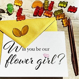 Will You Be Our Flower Girl Proposal Card, Cute and Sweet Wedding Flower Girl Invitation with Beautiful Designer Golden Shimmer Envelope (Flower Girl (1 card))