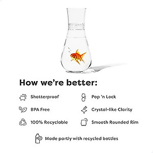 TOSSWARE POP 28oz Set of 1, Premium Quality, Recyclable, Unbreakable & Crystal Clear Plastic Aerating Decanters