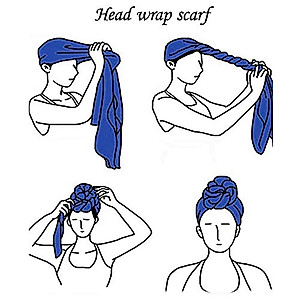 Tie Dye Head Scarf for Women Long Wrap Turban Headband (1PCS (Pink+Blue))