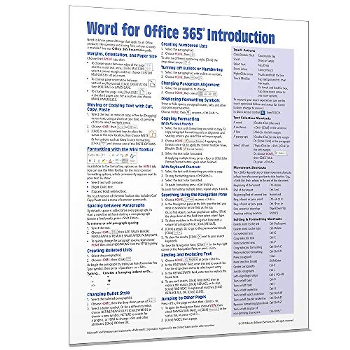 Word for Microsoft 365 (Office 365) Introduction Quick Reference Guide - Windows Version (Cheat Sheet of Instructions, Tips & Shortcuts - Laminated Card)