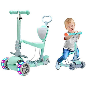 SZNWJ ygqtbc 5-in-1 | 3 Wheels Kick Scooter with Removable Seat for Kids & Toddlers, Flashing Wheels, Best Gift for Boys Girls Age Over 3 Years Old（3-8） (Color : Pink)