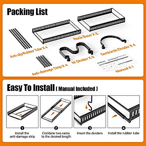 ORDORA Pot and Pan Organizer Rack for Cabinet - Expandable Cutting Board Pot Lid Organizer Holder with 11 Adjustable Dividers for Kitchen Cabinet Cookware Baking Frying Rack