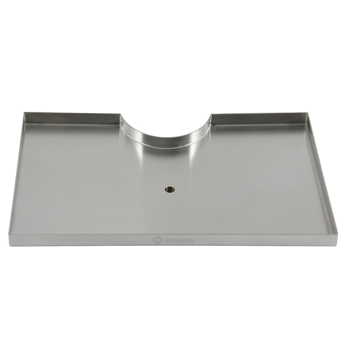 Kegco SECO-1610D 16" x 10" Surface Mount Drip Tray - 3" Column Cut-Out - SS, with Drain