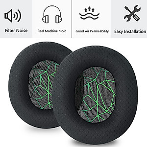 Arctis Pro Replacement Earpads Soft Ear Cushions Cover Compatible with SteelSeries Arctis9 Arctis7 Arctis5 Arctis3 Arctis1 and Arctis pro Wireless Gaming Headphones (Arctis-Black&Green)