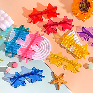 Pibupibu 12 Pack Colorful Star Shaped Sunglasses Bulk, Transparent Rimless Star Glasses, Cute Pentagram Fun Party Sunglasses Set