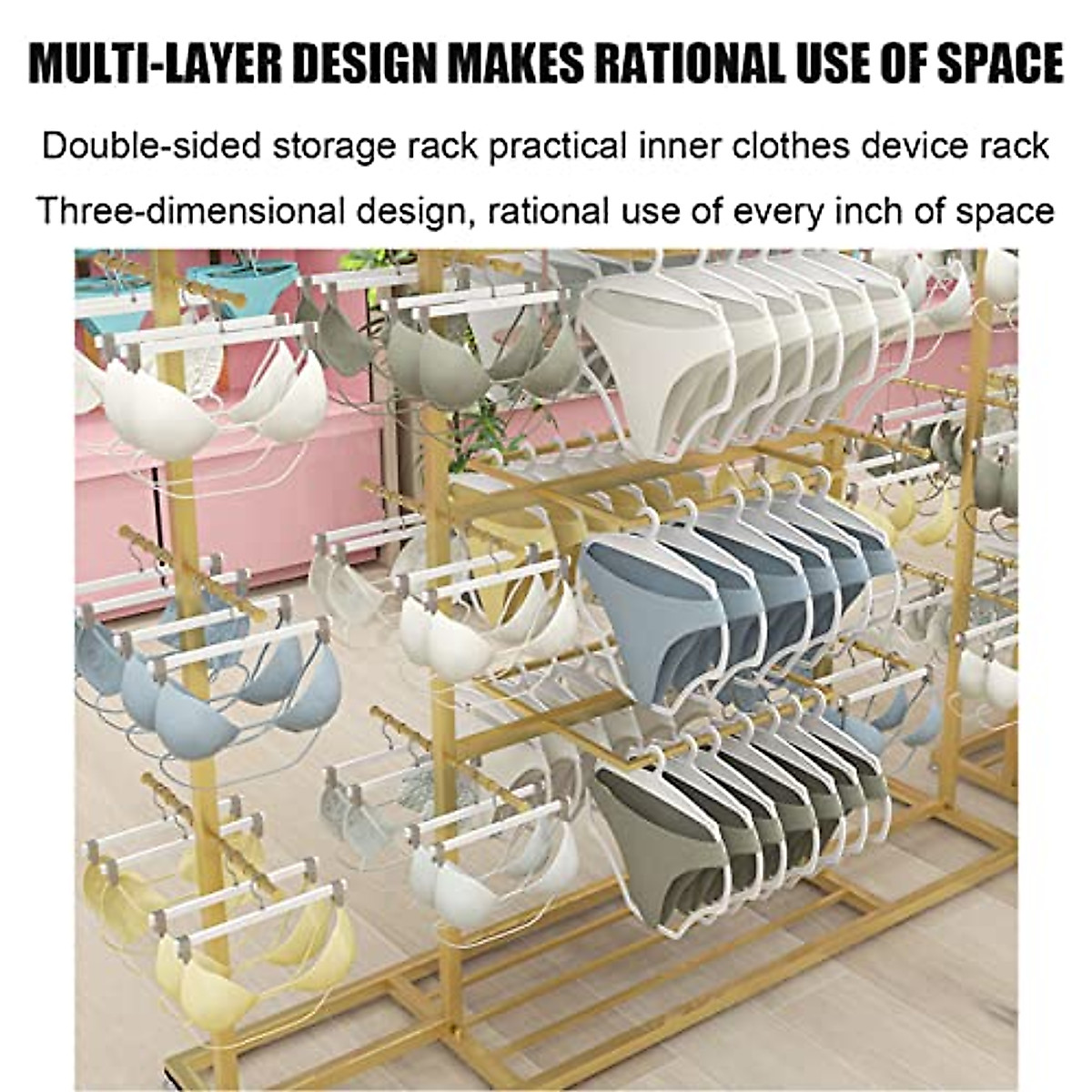 Clothes Retail Heavy Duty Metal Hanging Garment Racks, Clothing Store Metal Hanger Storage Shelves Double Sided Display Stand, Underwear/Bra/Swimsuit/Sock Organizer Shelf, Jewelry Holder