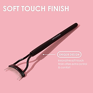 JAPONESQUE - Velvet Touch Lash Separator (0.43 x 5.79 x 1.18 inches) - Eyelash Comb Lash Separator Tool, Remove Mascara Clumps, Arc Lash Brush (Black)