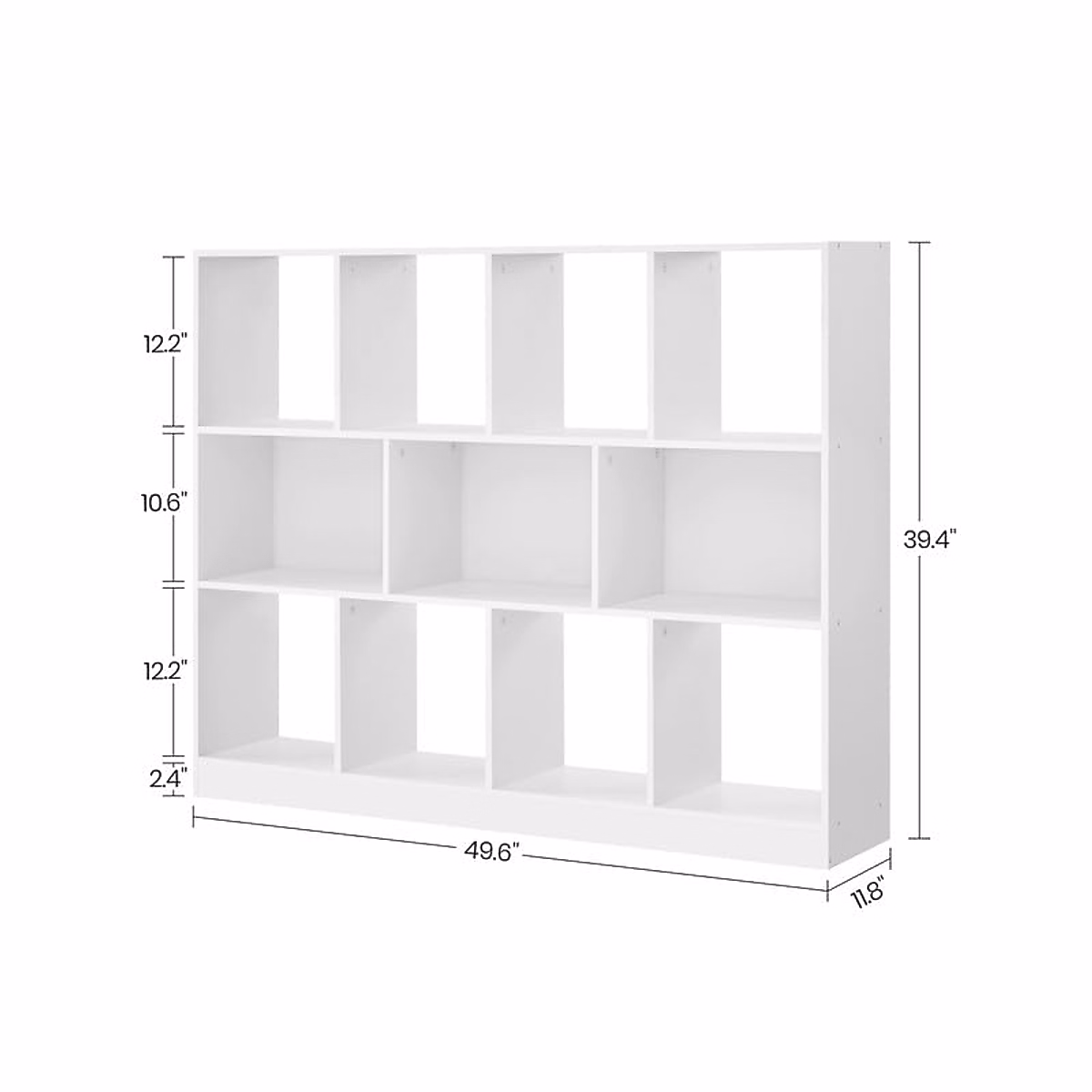 VASAGLE Bookshelf, Bookcase, Book Shelf, Storage Shelf, with 11 Storage Compartments, for Study, Bedroom, Living Room, White ULBC054T14