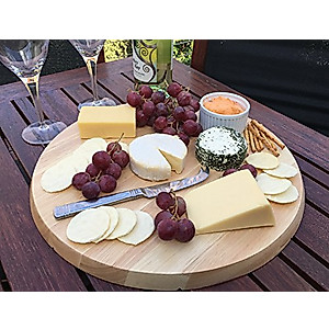 Checkered Chef Round Wood Cutting Boards - 13.5 Inch, Reversible Pizza Board w/ 8 Slice Grooves - Cheese Charcuterie Board