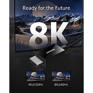 Anker USB C Hub for iPad, 541 USB-C Hub (6-in-1) with 4K HDMI Port, Multi-Function USB-C Port, USB-A Data Port (Gray) 8K@60Hz HDMI Cable