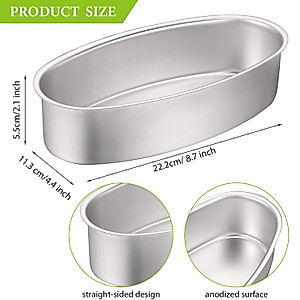 4 Pieces Oval Cheesecake Pan 4 Inch and 8 Inch Non-stick Cake Pan Aluminum Cake Mold Bread Loaf Pan Mold Meatloaf Breads Mold for Oven Baking, Homemade Cake Mold Daily Uses Compatible with Instant Pot
