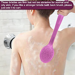 Back Bath Brush - Curved Long Handle Shower Brush with Medium Stiff Bristles for Exfoliating Body, Back Scrubber for Men & Women (Pink 2 Pack)