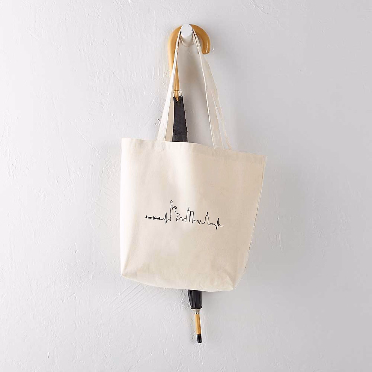 CafePress New York Heartbeat Letters Tote Bag Canvas Tote Shopping Bag