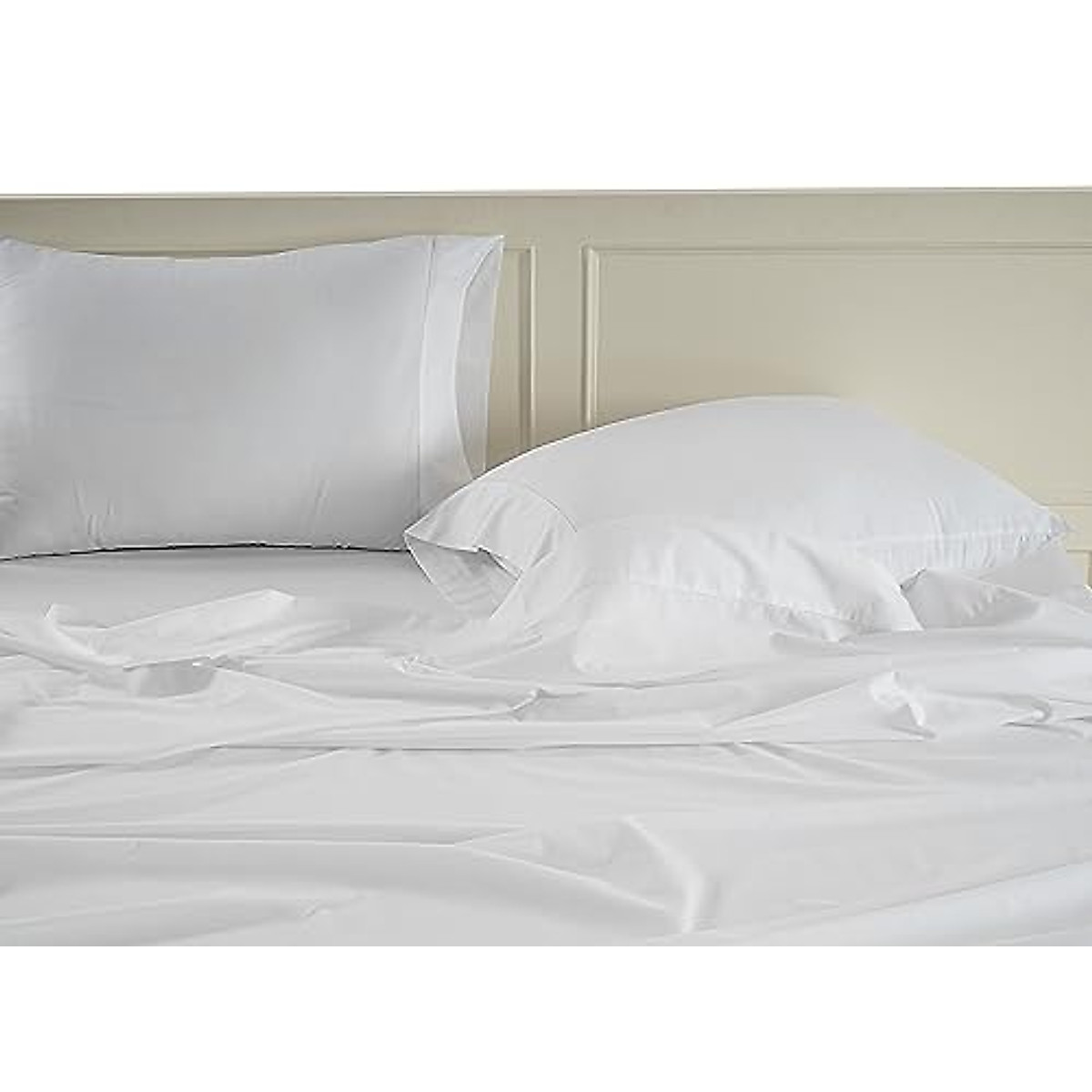 LANE LINEN 100% Organic Cotton California King Sheets Set, 4-Piece Pure Organic Cotton Long Staple Percale Weave Ultra Soft Best Bedding Sheets for Bed, Breathable, Fits Mattress Upto 15" Deep - White