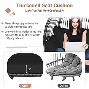 Giantex Oversized Wicker Egg Chair, Outdoor & Indoor Hammock Chair with Thick Cushions, 2-Person PE Rattan Lounge Chair Swing Chair for Patio, Backyard,Porch, 450 LBS Weight Capacity (Black)