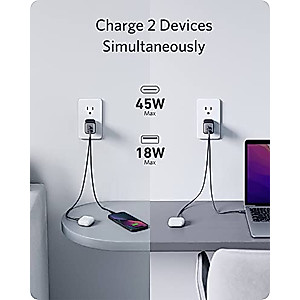 Anker USB C Charger 65W, 725 Charger, Ultra-Compact Dual-Port Foldable Travel Wall Charger for MacBook Pro/Air, iPad Pro, Galaxy S21/S10, Dell XPS 13, Note 20/10+, iPhone 13/Pro, Pixel, and More