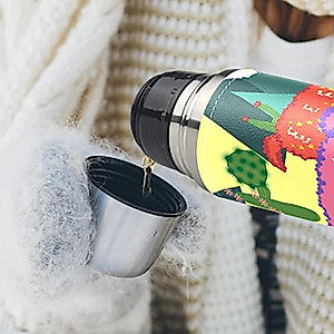 Alpaca Llama Cactus Stainless Steel Water Bottle Leak-Proof, Double Walled Vacuum Insulated Flask Thermos Cup Travel Mug 17 OZ