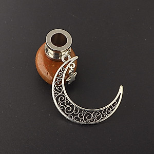 2PCS 9/16 inch Ear Gauges Tunnels Steel, Womens Tunnels for Ears Dangle 14mm Vintage Moon and Star Pendant